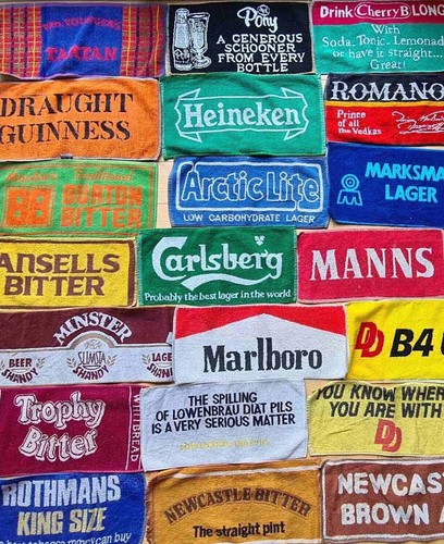 VINTAGE BAR TOWEL BEER CLOTHS MATS RETRO MANCAVE PUB LAGER ALE BITTER ...