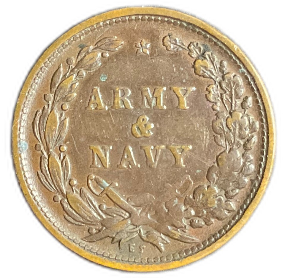 CWT Civil War Token F-91/303-D CN 1863 Indian Head Army and Navy rare # ...