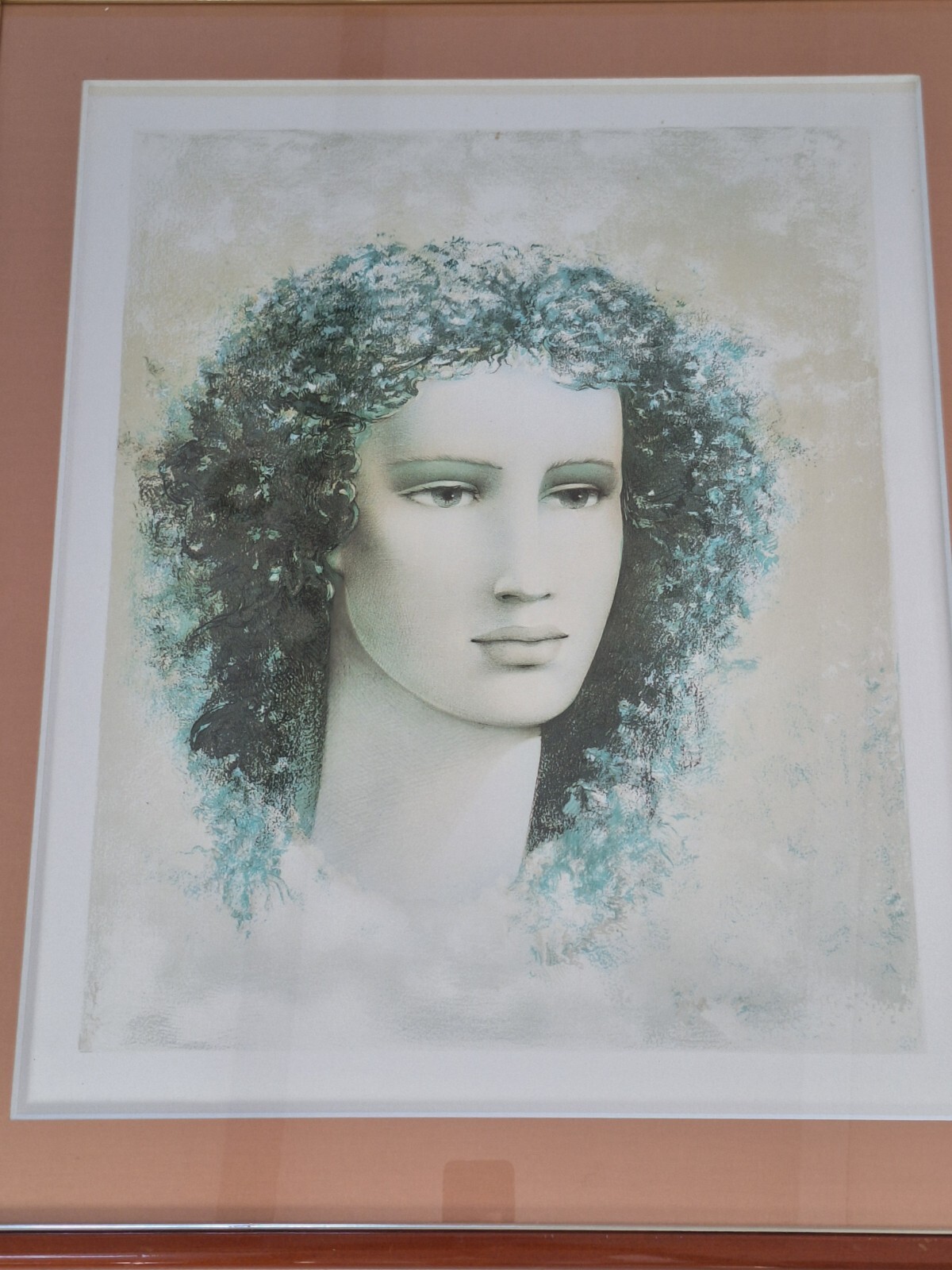 Lithographie Jean paul Cleren visage bleu1950tableau encadré ...