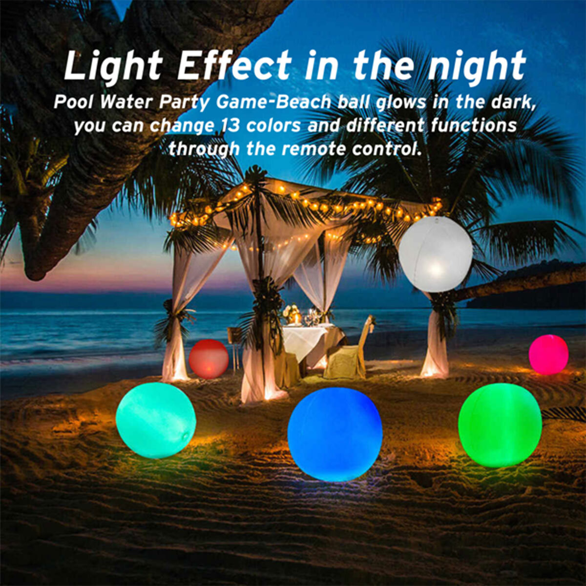 15.7inch LED Beach Ball 16 Colors Changing Light up Pool Ball Remote dafa | eBay