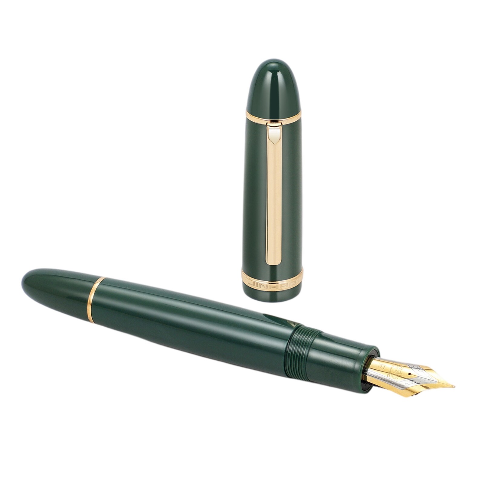 JinHao X159 Green Acrylic Fountain Pen Metal Gold Clip Fine 0.5mm Nib ...