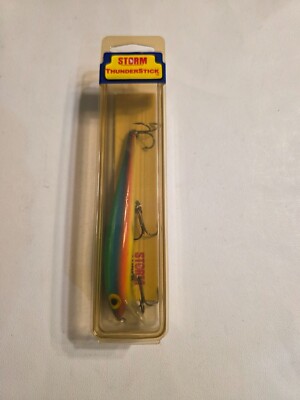 PRE RAPALA STORM THUNDERSTICK FLUORESCENT RAINBOW 4.5" 3/8 OZ LURE RARE ...