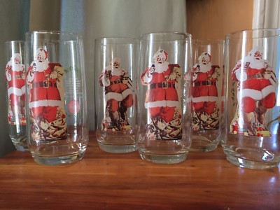 Coca-Cola Santa Glasses(6) Haddon Sundblom 1980 Reproduced Original Art ...