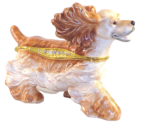 Wind Cocker Spaniel Hinged Trinket / Jewelry Box Pewter Bejeweled ...