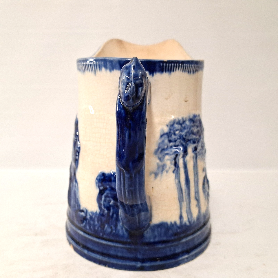 Vintage Sleepy Eye Relief Ceramic Pitcher Cobalt Blue Cream Milling ...