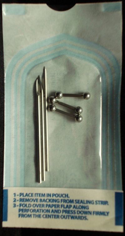 DIY EASY, SAFE & STERILE 3 FRENUM w 14G Barbells PIERCING KIT w Forceps ...