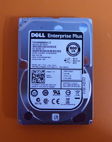 Dell Enterprise Plus 500GB 7.2K 6Gbps SAS Hard Drive ST9500620SS 2M81V ...