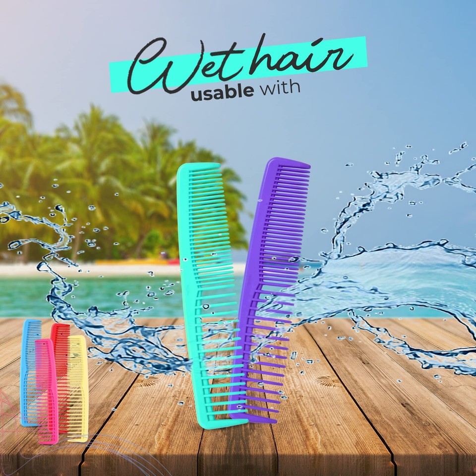6 Pcs Colorful Hair Combs For Women Detangler Comb Kids Woman Men Wide ...