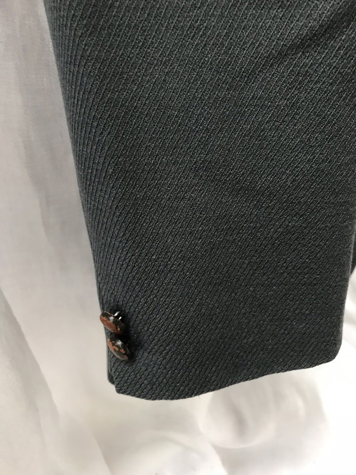 James Pringle Scotland Blu Gray Wool Jacket Sport coat Great Leather ...