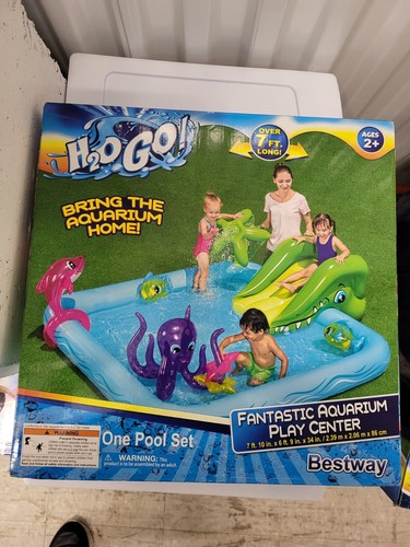 H2O GO! Fantastic Aquarium Play Center Pool w/slide 7ft 10in x 6ft 9 in ...