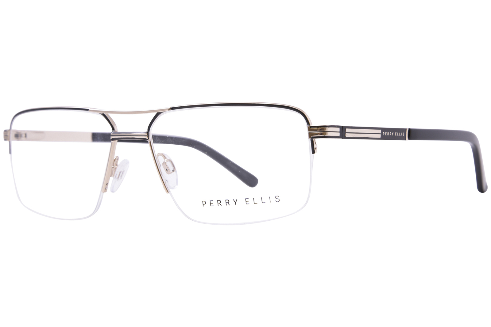 Perry Ellis PE476-1 Eyeglasses Men's Black Semi Rim Rectangle Shape ...