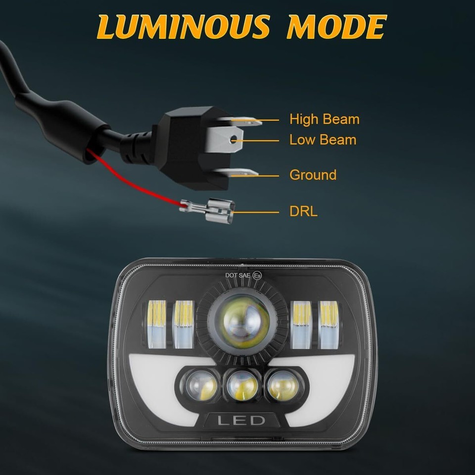 Pair 5X7" 7x6" LED Headlights DRL For Toyota Supra & for Chevy Corvette ...