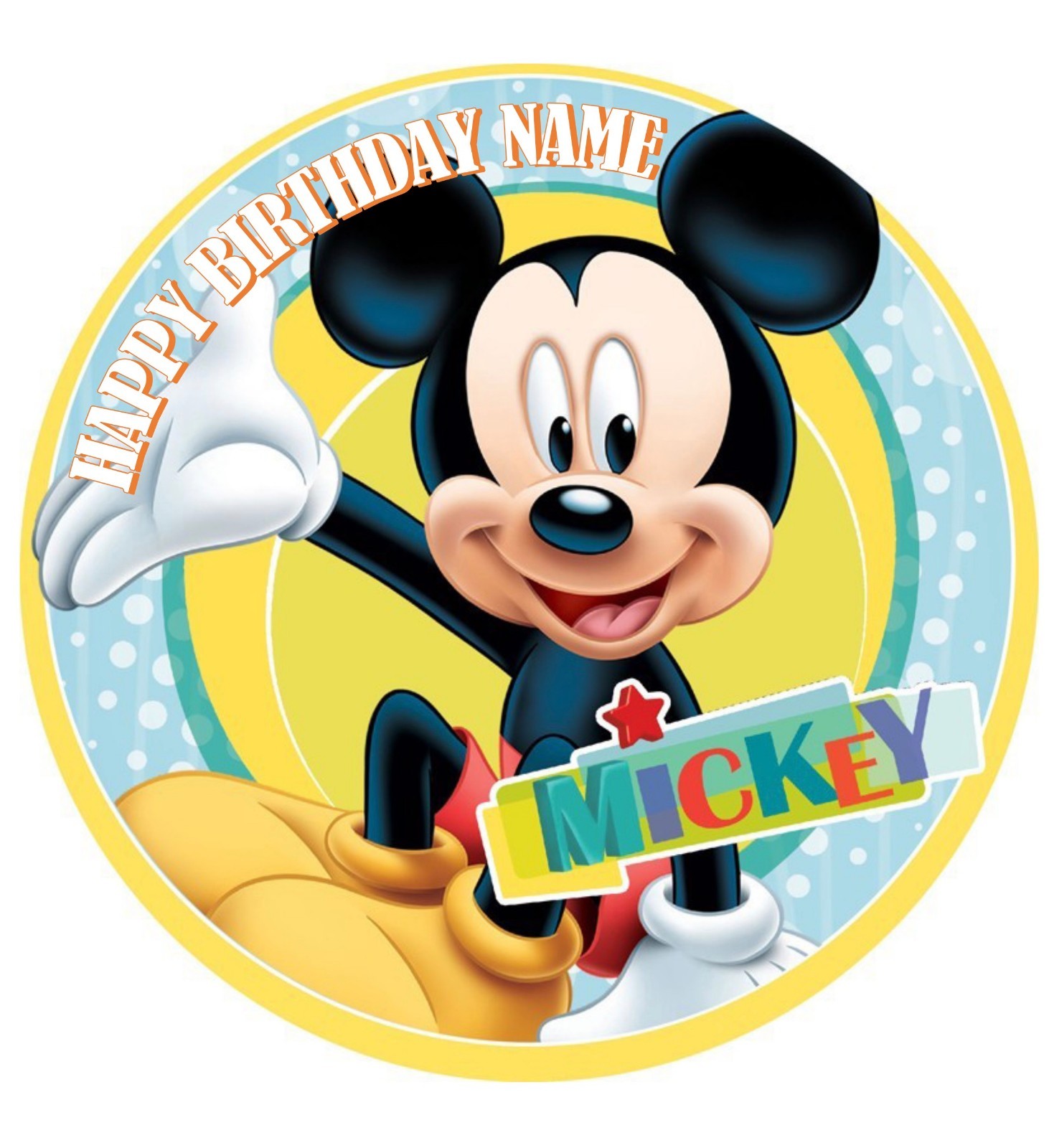 Mickey Mouse Personalised Edible Party Cake Decoration Topper 19cm ...