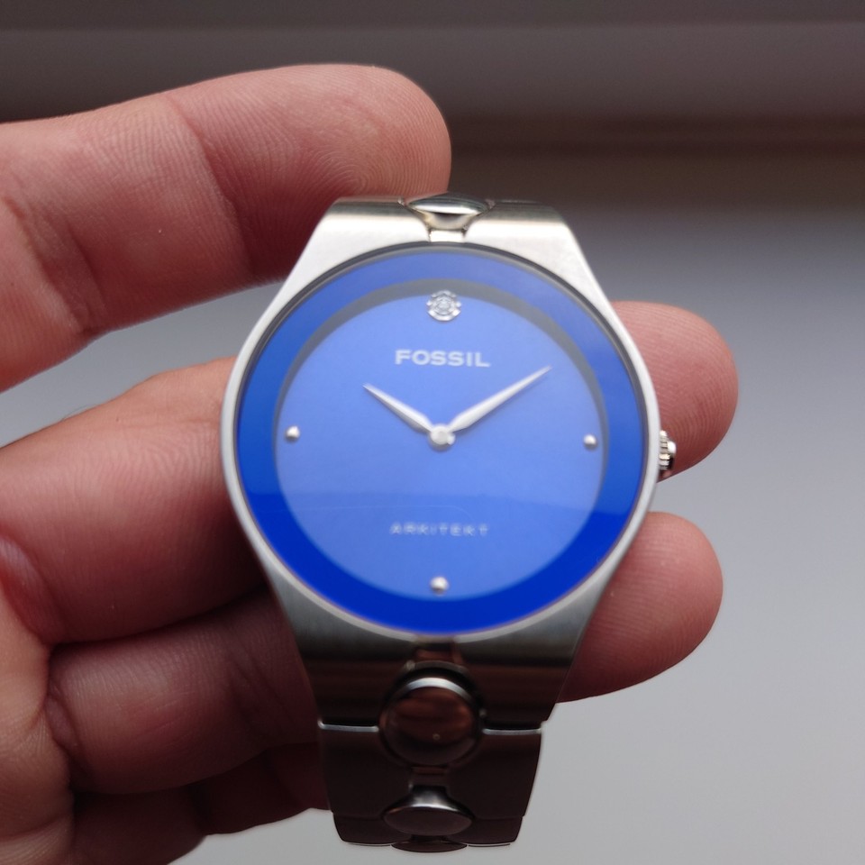 Fossi ARKITEKT l Men's Silver Stainless Steel Watch. Blue Face. FS2710 ...