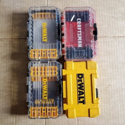 3 DEWALT & 1 CRAFTSMAN TOUGH CASE BIT ORGANIZER STACKABLE INTERLOCKING ...