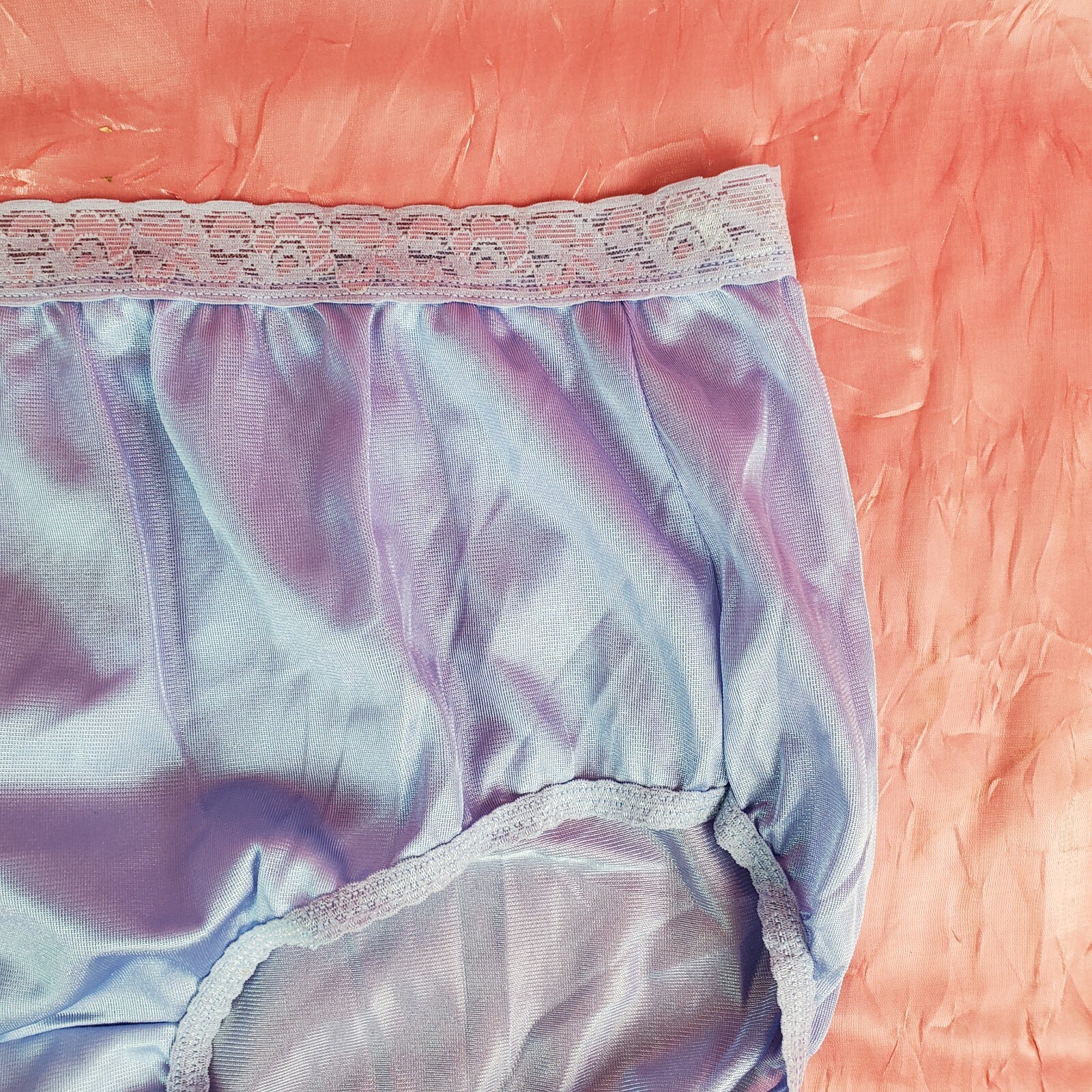 Vtg Sheer Panties Shiny Silky Nylon Gusset W Lace 8 Xl Sissy Sexy