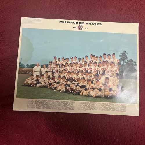 1957 Milwaukee Braves 8” X 10” Team Photo (World Series Champions) Hank ...