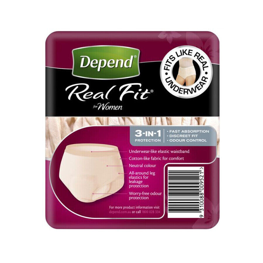 Depend Real Fit Women Reular Underwear Large Weight 77-117Kg - 8 Pack ...