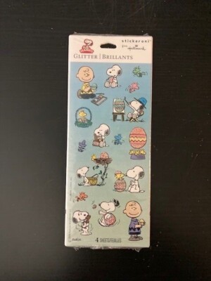 Stickeroni by Hallmark Snoopy Peanuts Woodstock EASTER Glitter stickers ...