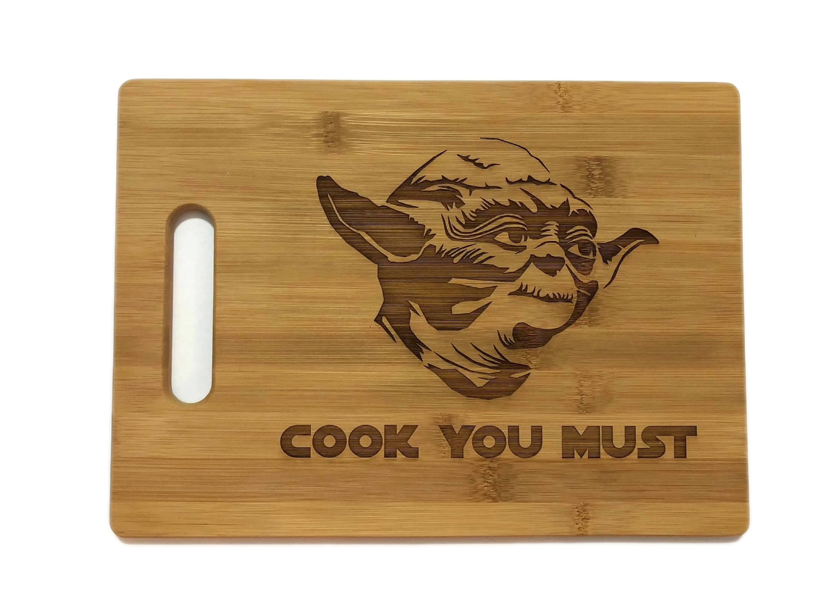 COOK YOU MUST Cutting Board Bamboo Wood Engraved Star Wars Yoda Gift ...