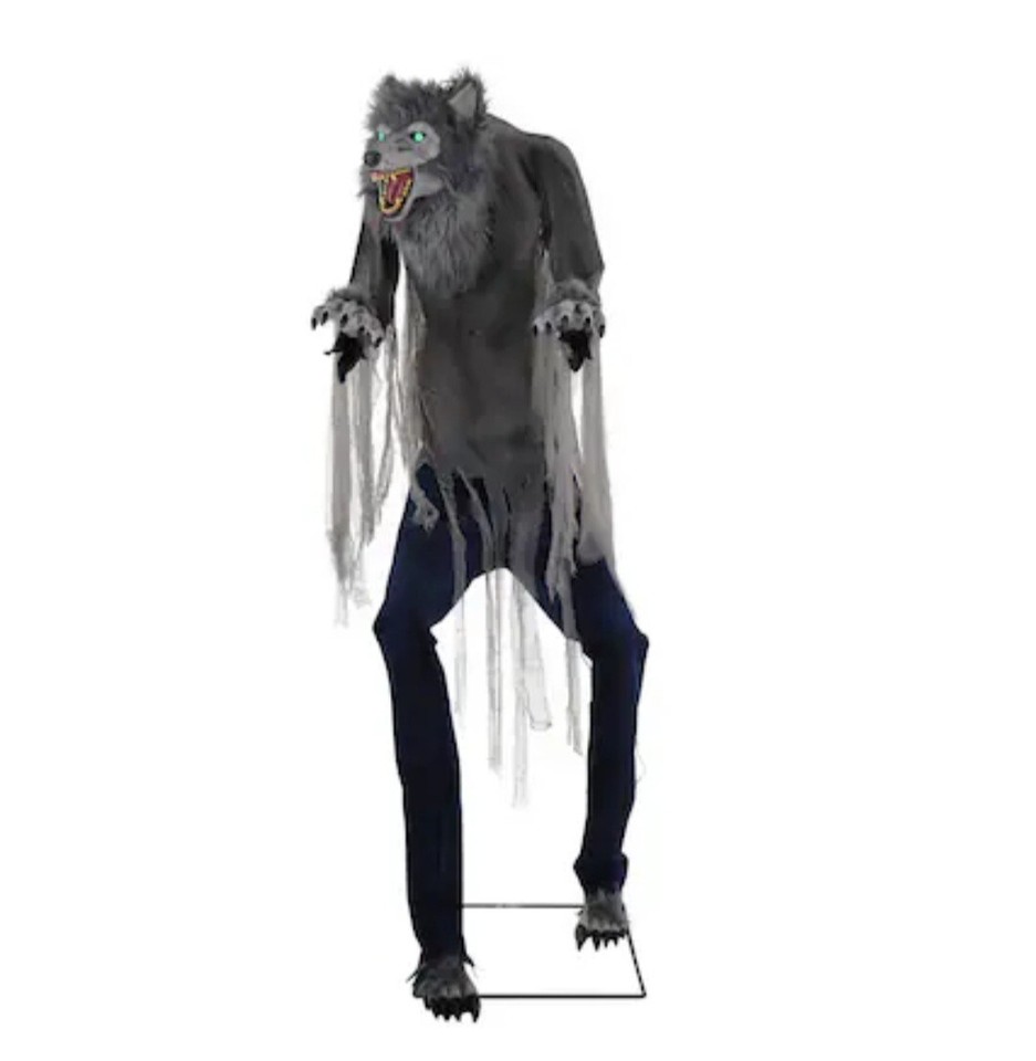 Animated 7 FT Werewolf Halloween Prop Haunted House Animatronic Wolf | eBay