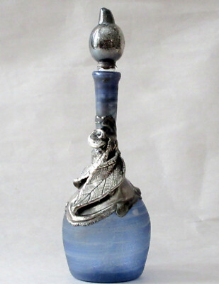 Vintage Domar OOAK Israel Sterling Overlay Blown Glass 4.5" Blue ...