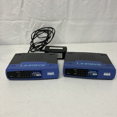 2x Linksys EZXS55W V.3 5-Port 10/100 Workgroup Switch - 1 Working, 1 ...