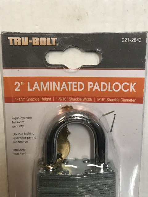 6-TRU-BOLT 2" Laminated Padlocks 221-2843 4-pin locks with 2 keys each ...