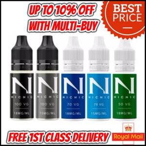 Nicotine Shots NICNIC Nic Nic Shot Drops 10ml 15mg 18mg E liquid 100% ...