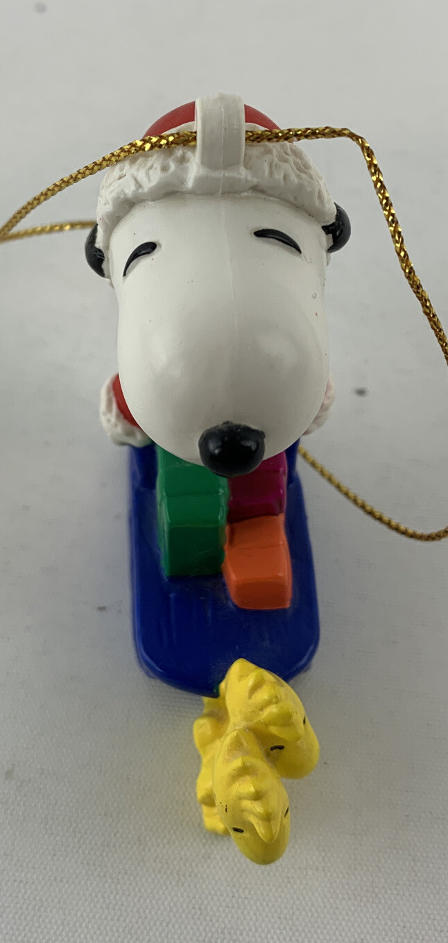 Peanuts Santa SNOOPY & WOODSTOCK Riding A Blue Sleigh Christmas ...