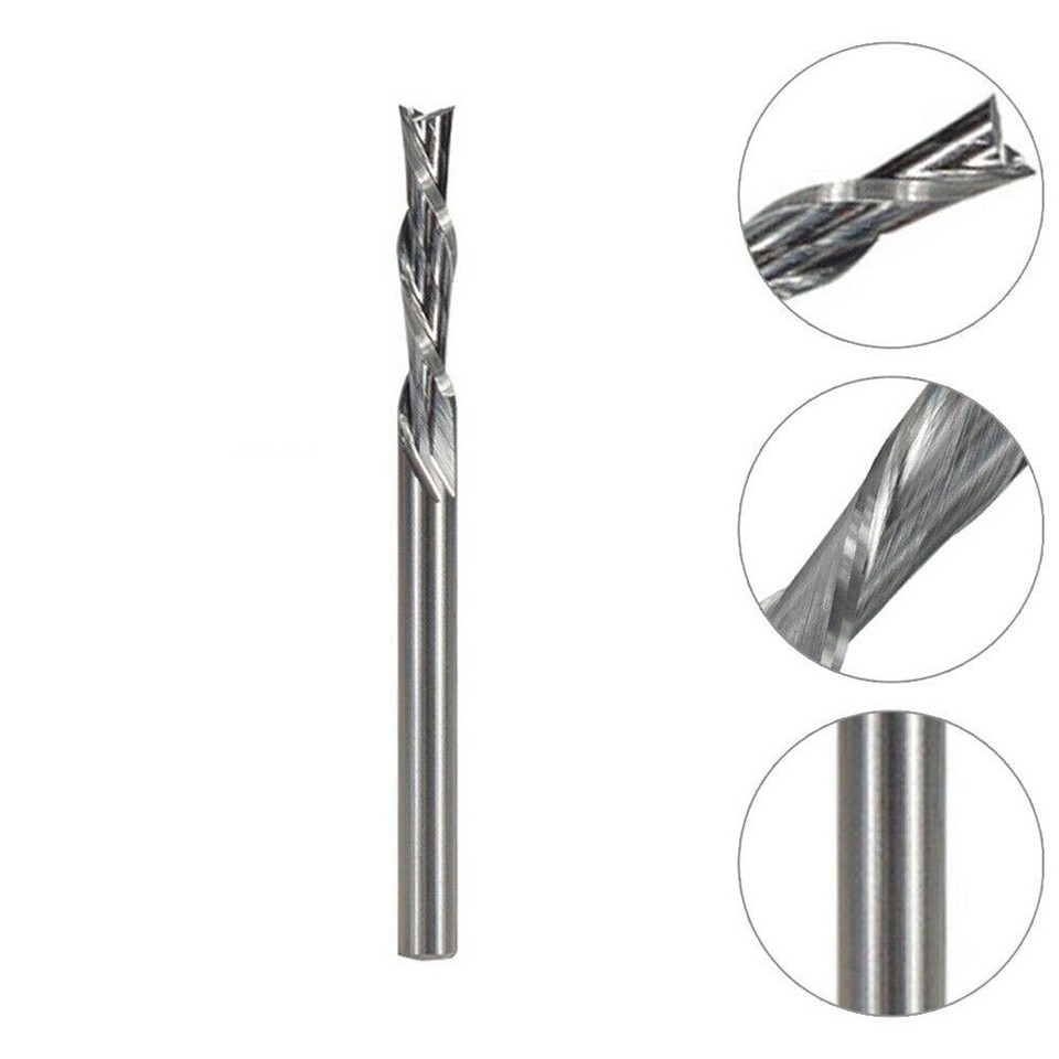 1/8" Shank 2 Flutes Solid Carbide Down cut Spiral End Mill CNC Router ...