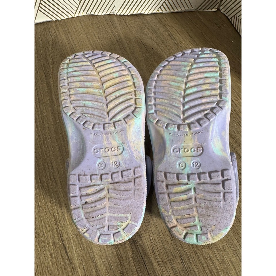 Crocs Classic Clogs Purple Marble Swirl Slip On Shoes Kids Size 12 ...