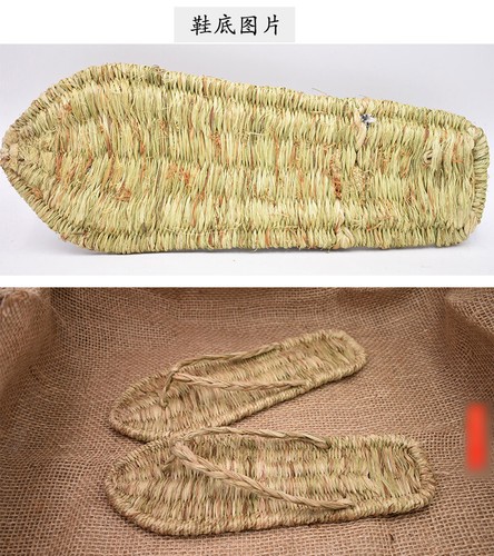 Men Womens Chinese Handmade Straw Slippers Sandals Shoes Flip Flops ...