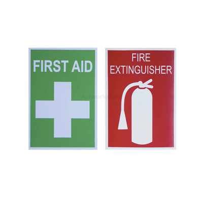 FIRST AID & FIRE EXTINGUISHER Sticker Sign Decal Set OHS WHS 120x85mm ...