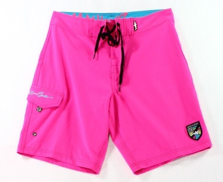 Maui & Sons L8310 Bright Pink Drawstring 2 Pocket Board Surf Swim ...
