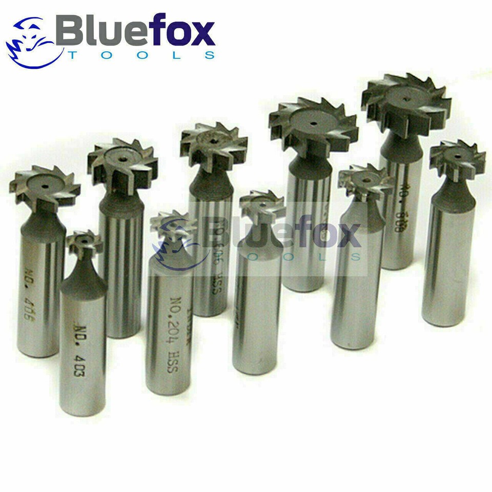 10 PC WOODRUFF KEY CUTTER BIT KEYSEAT KEYSET FOR MILLING MACHINE TOOL ...