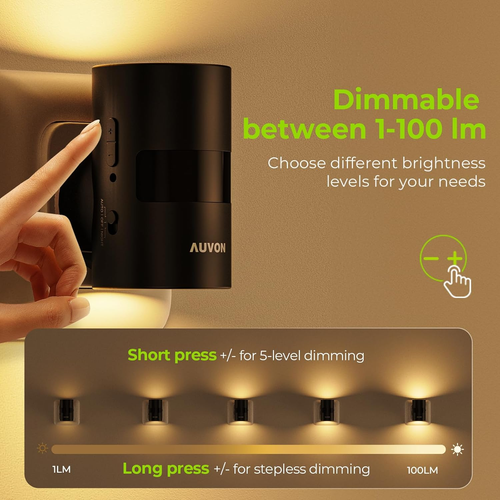 AUVON Night Light Plug in Wall 2 Pack LED Motion Sensor Night Light ...