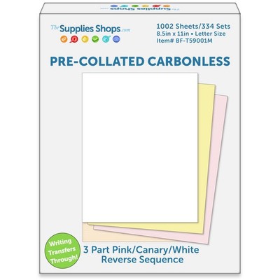 3-Part Reverse Sequence Pink / Canary / White Pre-Collated Carbonless ...