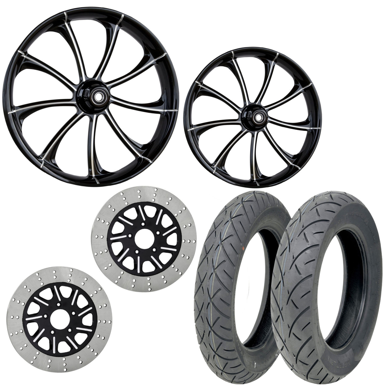 RC Revolt Eclipse 21/18 Front Rear Wheel Package Set Tires Rotors ...