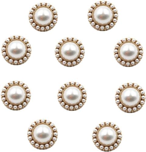 10Pcs round Pearl Buttons with Shank for Sewing Gold Button Crafts for ...