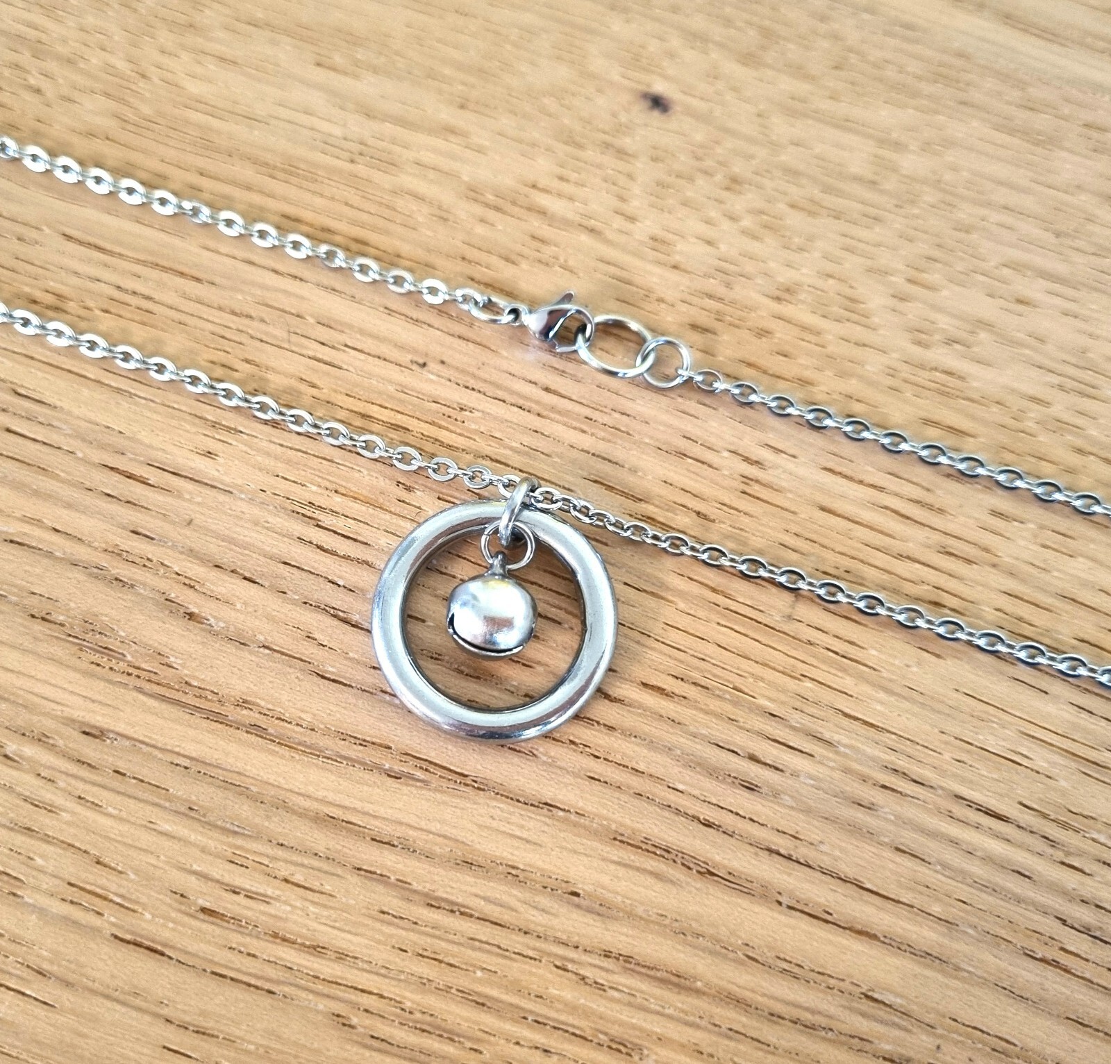 Eternity Bell Necklace BDSM Discreet Day Collar O-ring stainless steel ...