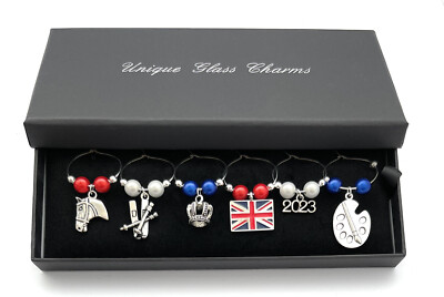 King Charles' Hobbies Designed Coronation Party Glass Charms with 3 ...