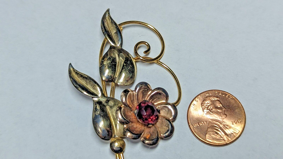 VINTAGE FLORAL GOLD FILLED BROOCH HALLMARKED SIGNED 1-20 12K TF MULTI ...