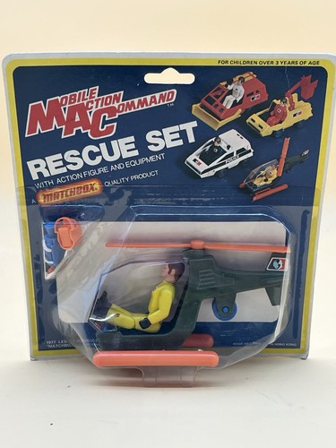 Vintage Matchbox Mobile Action Command Military Rescue Set Helicopter ...