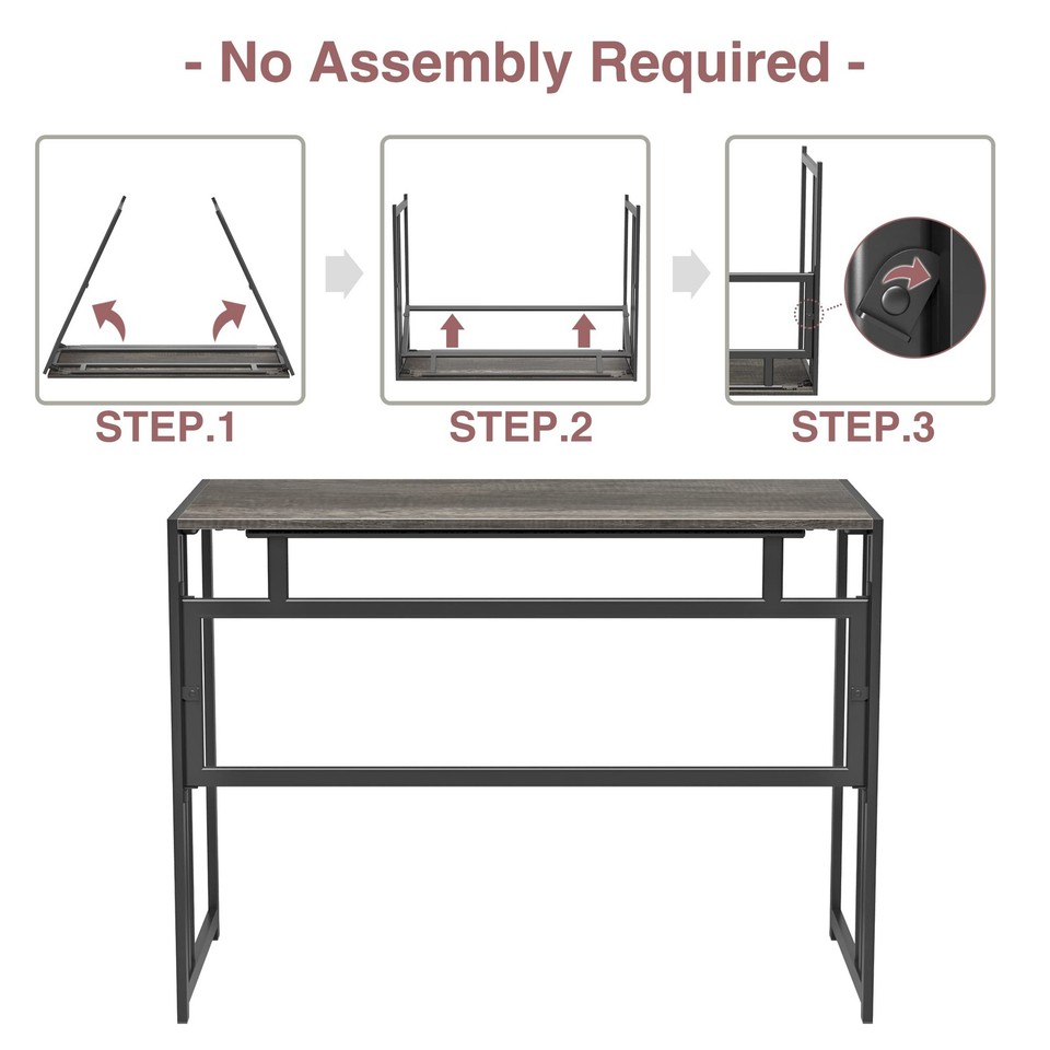 Folding Desk 40'' Computer Desk for Home Office, No Assembly Office ...