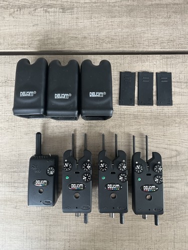 delkim txi plus x 3 (Green) bite alarms + RX pro receiver + snag ears ...