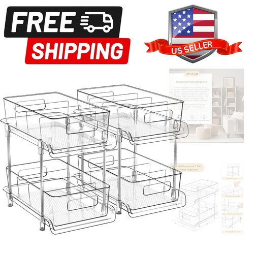 Rust-Resistant Under Sink Organizer Set with Clear Design & Removable ...