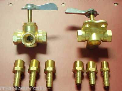 FUEL TANK VALVE SHUT OFF 3/8" THREAD 20761 3 WAY VALVES PAIR 3/8 HOSE ...