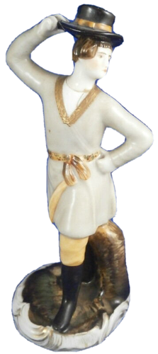 Antico 19thC Gardner Russo Statuina di Porcellana Figura Porzellan ...