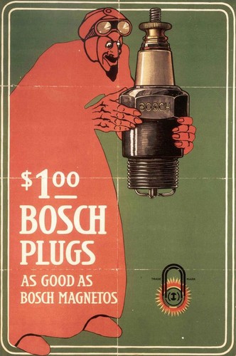Vintage Bosch Spark Plugs Auto Advertising Poster Giclee Canvas Print ...